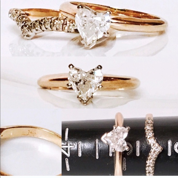 14k | Jewelry | 4k Gold Diamond Heart Solitaire Ring | Poshmark